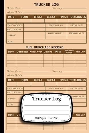 Log Book for Truckers: Driver Daily Log for Tracking Time, Mileage ...