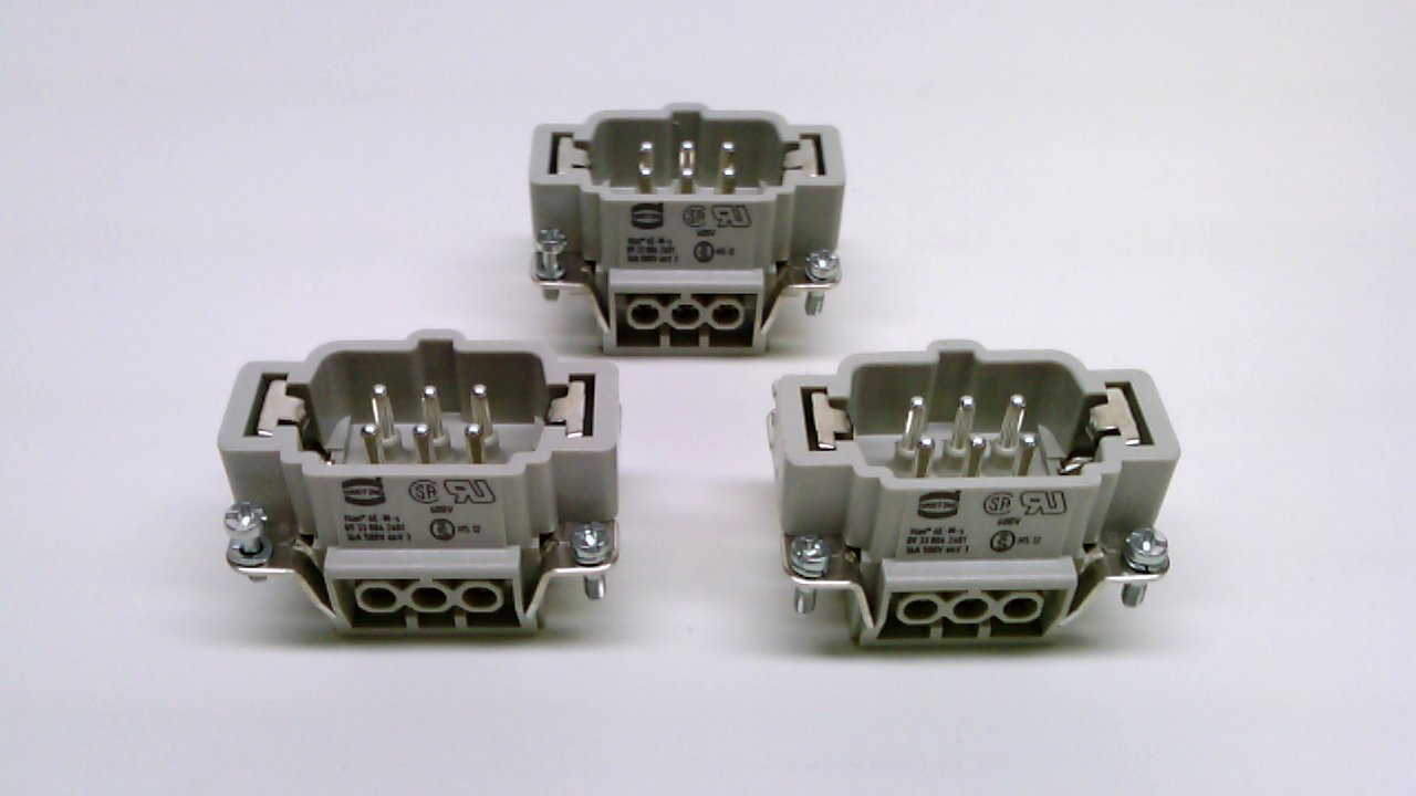 Harting Han 6E-M-S - Pack of 3 -Industrial Connector 6 Pin 09330062601 ...