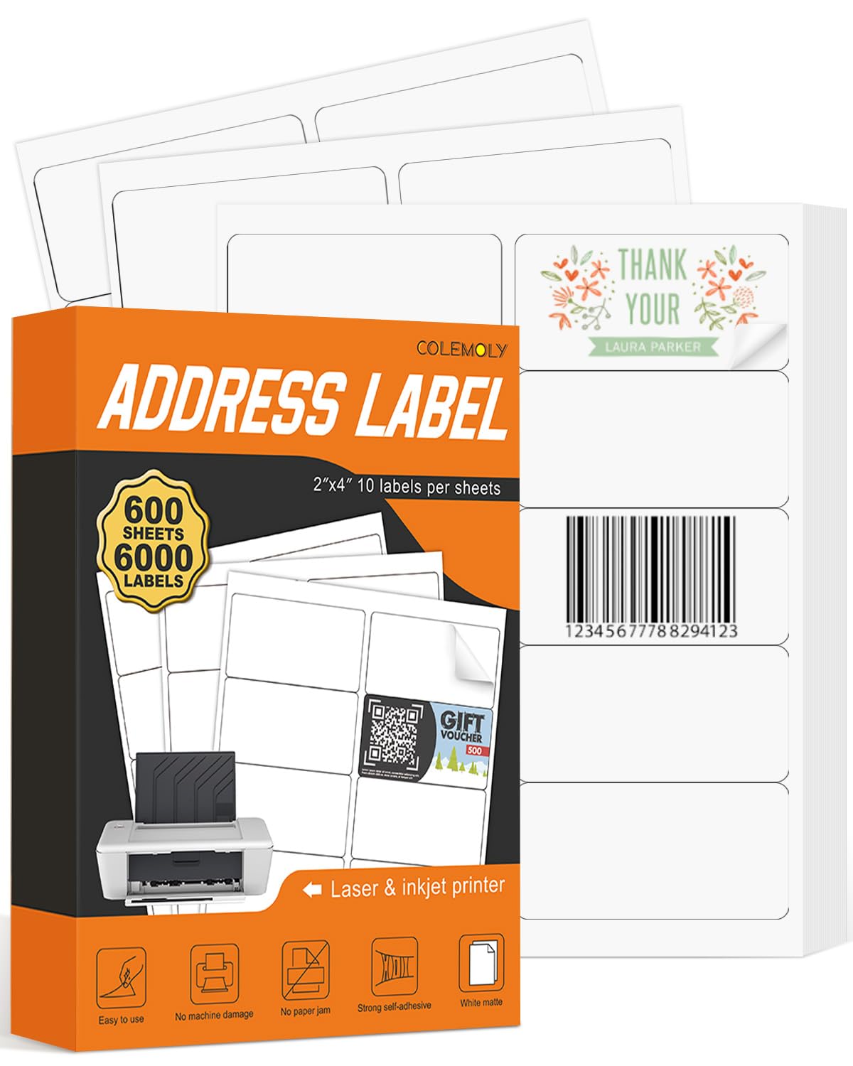 Snapklik.com : 2" X 4" Shipping Labels, 600 Sheets 6000 10 UP Mailing ...