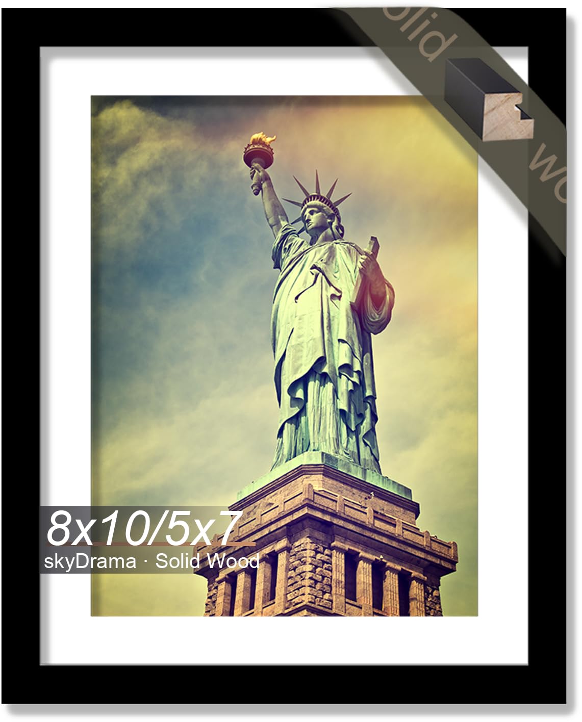 Amazon.com - skyDrama 100% Solid Wood 8x10 Picture Frame, Black Frame ...