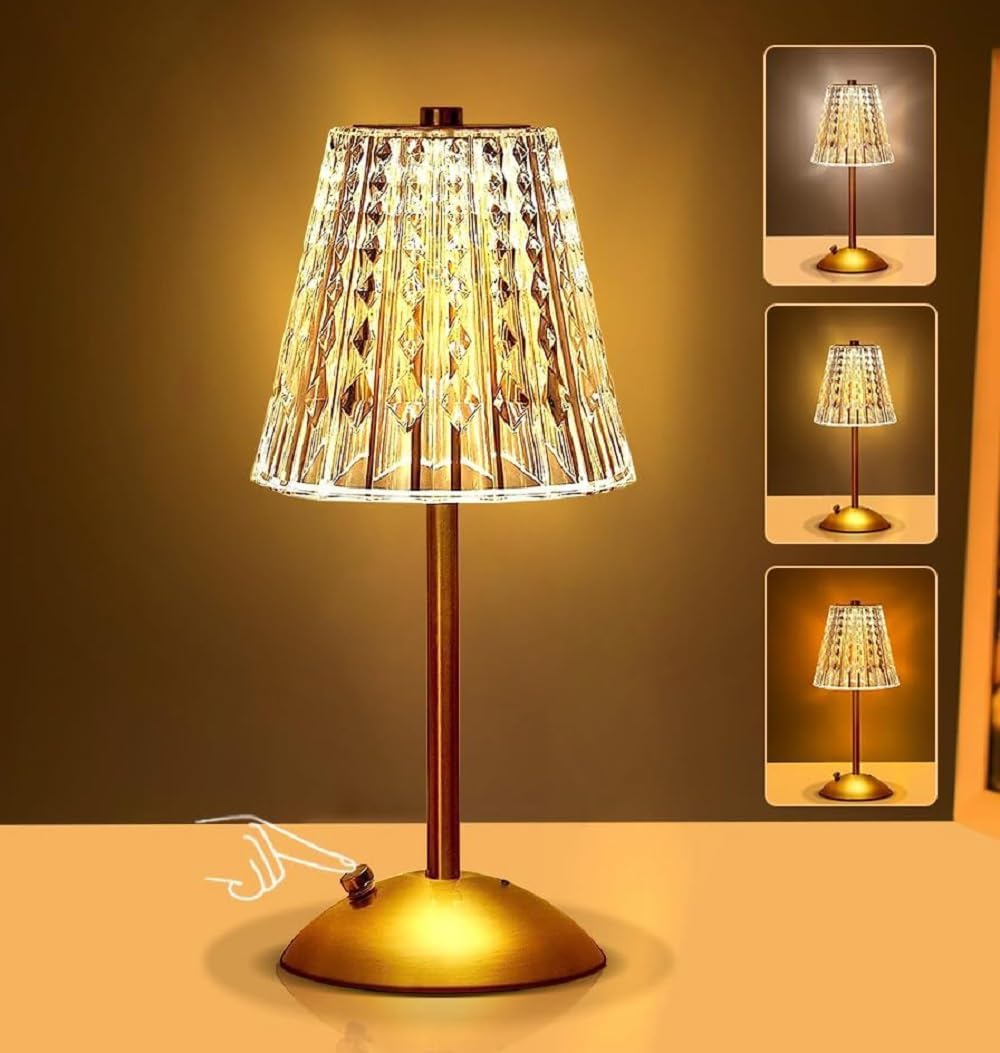 Totofac Table Lamp Touch Lamps, 10-Way Dimmable, 3 Colors, Rechargeable ...