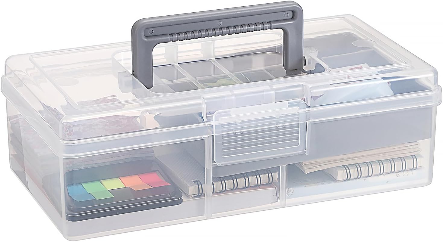 Amazon.com: JUXYES Plastic Carry Storage Box with Removable Dividers ...