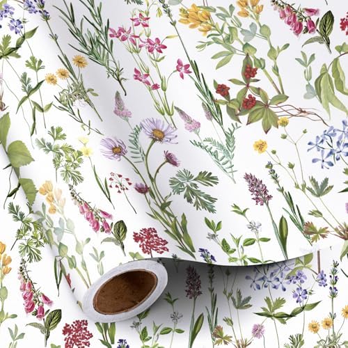 Amazon.com: RUSPEPA 30" X 32.8' Wild Flower Wrapping Large Paper Roll ...