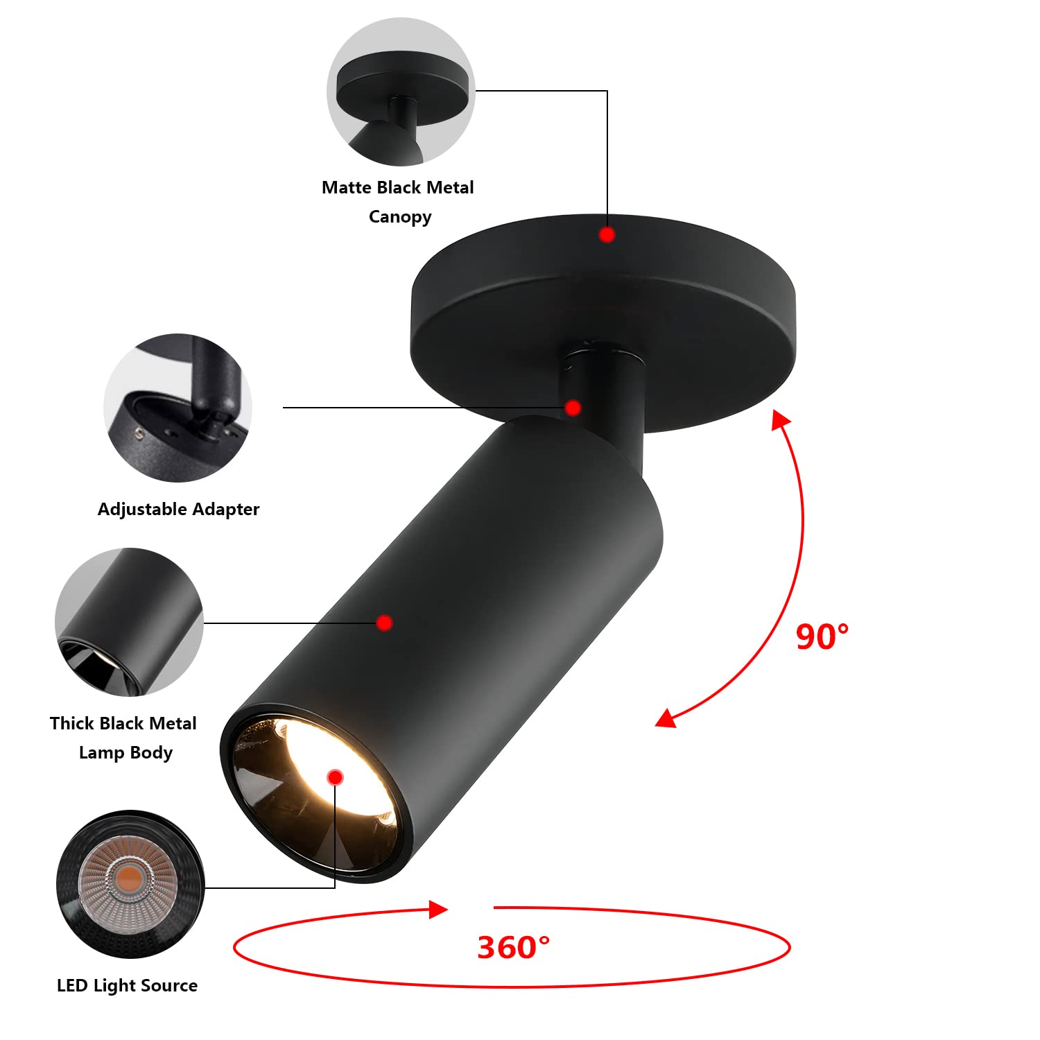 Snapklik.com : Lighting LED Track Lighting Heads Matte Black Ceiling ...