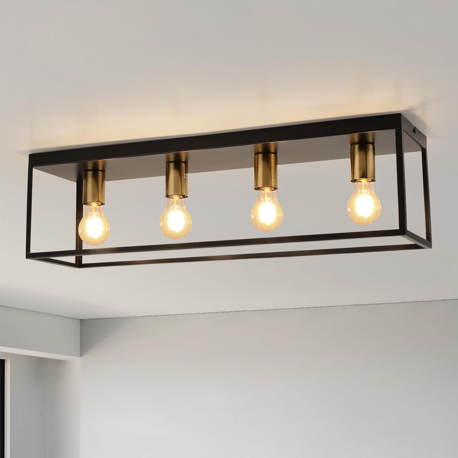 FORCOSO Black Ceiling Lights 4 Lights, Modern Industrial Ceiling Light ...
