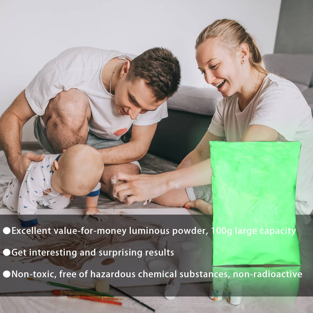 Buy Glow in The Dark Pigment Powder, 100g Fluorescent Powder Luminous ...