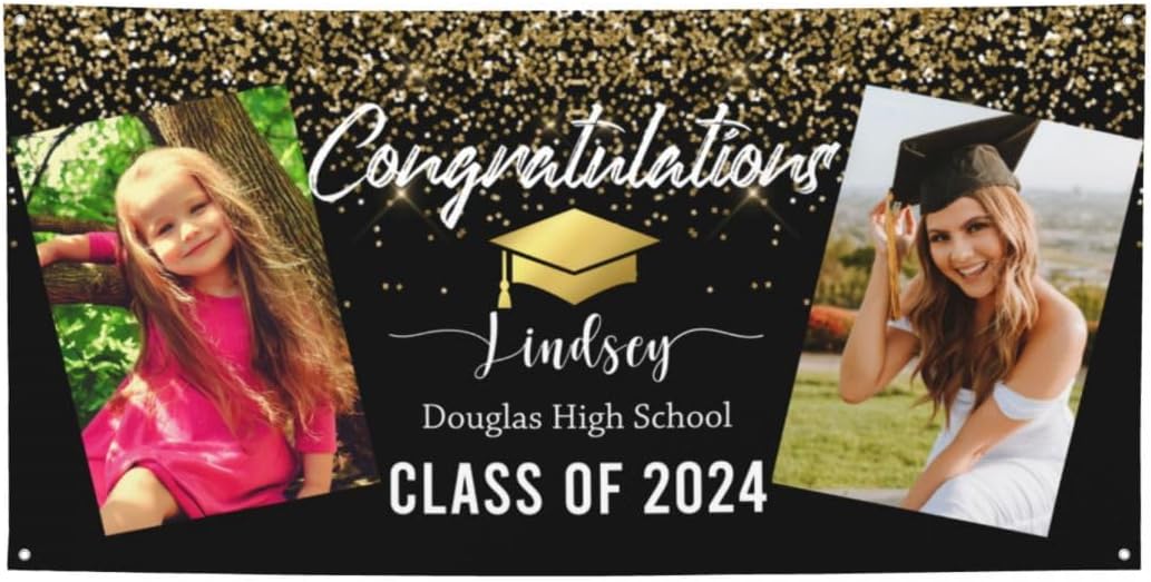 Amazon.com: Personalized Custom Chic Black Golden 2 Photo Senior ...