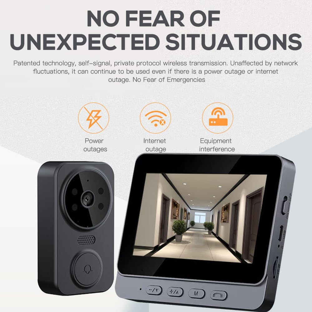 NAVESO Wireless Doorbell Camera with Monitor, Video Intercom Doorbell ...