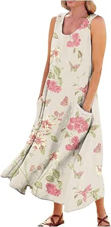 Generic Summer Dresses for Women 2024 Cotton Linen Maxi Sundreses ...