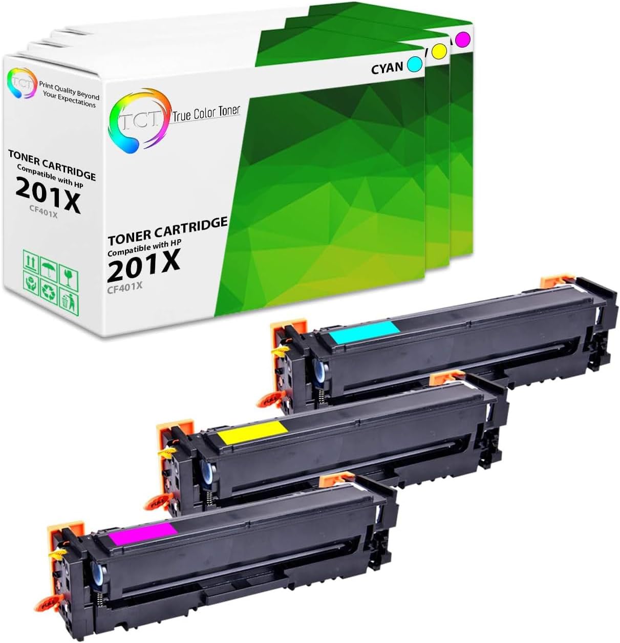 Amazon.com: TCT 201X Color Toner Cartridge 3 Pack - Compatible ...