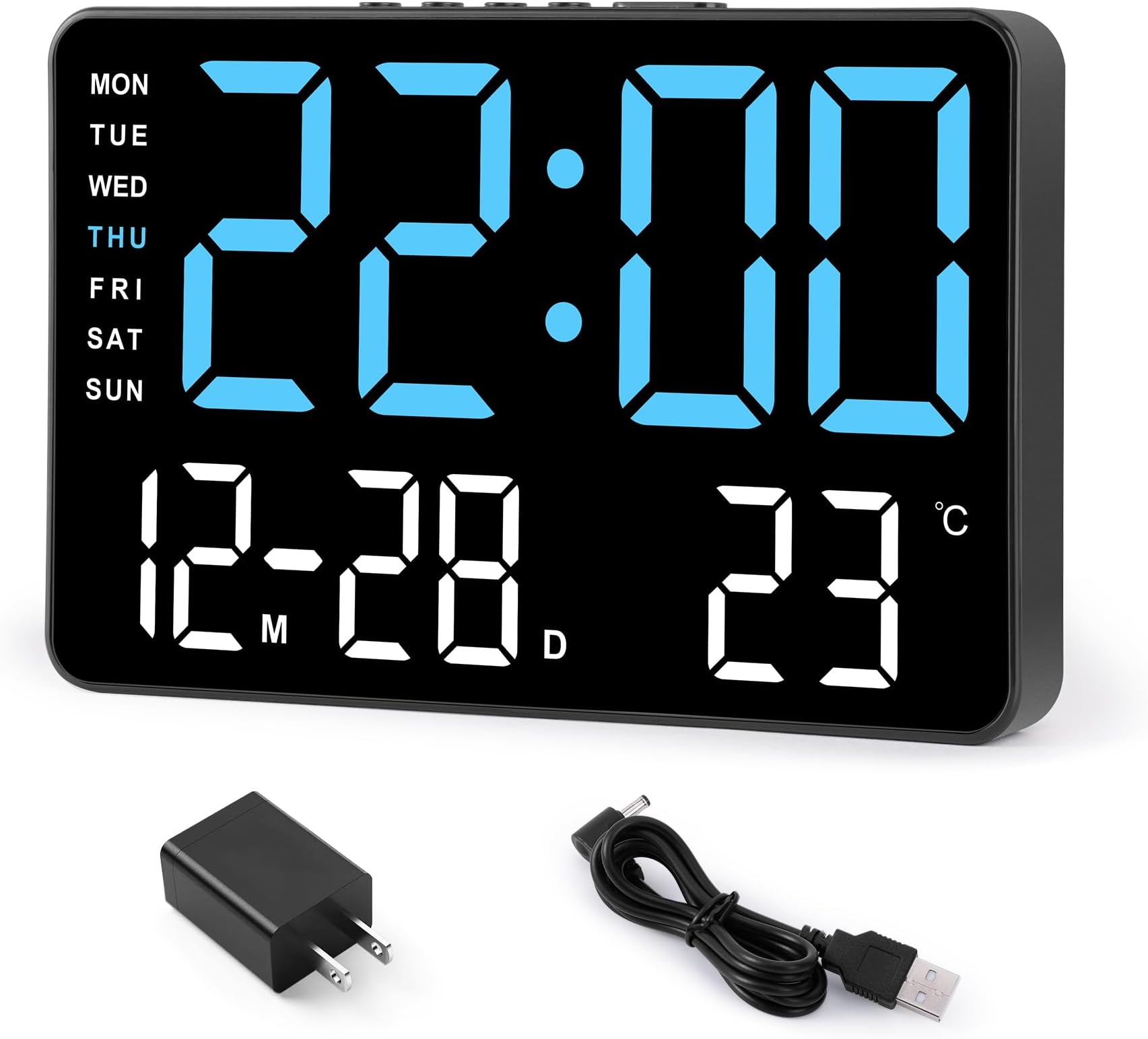 Amazon.com: Peakeep Large Display Digital Alarm Clock for Bedrooms ...