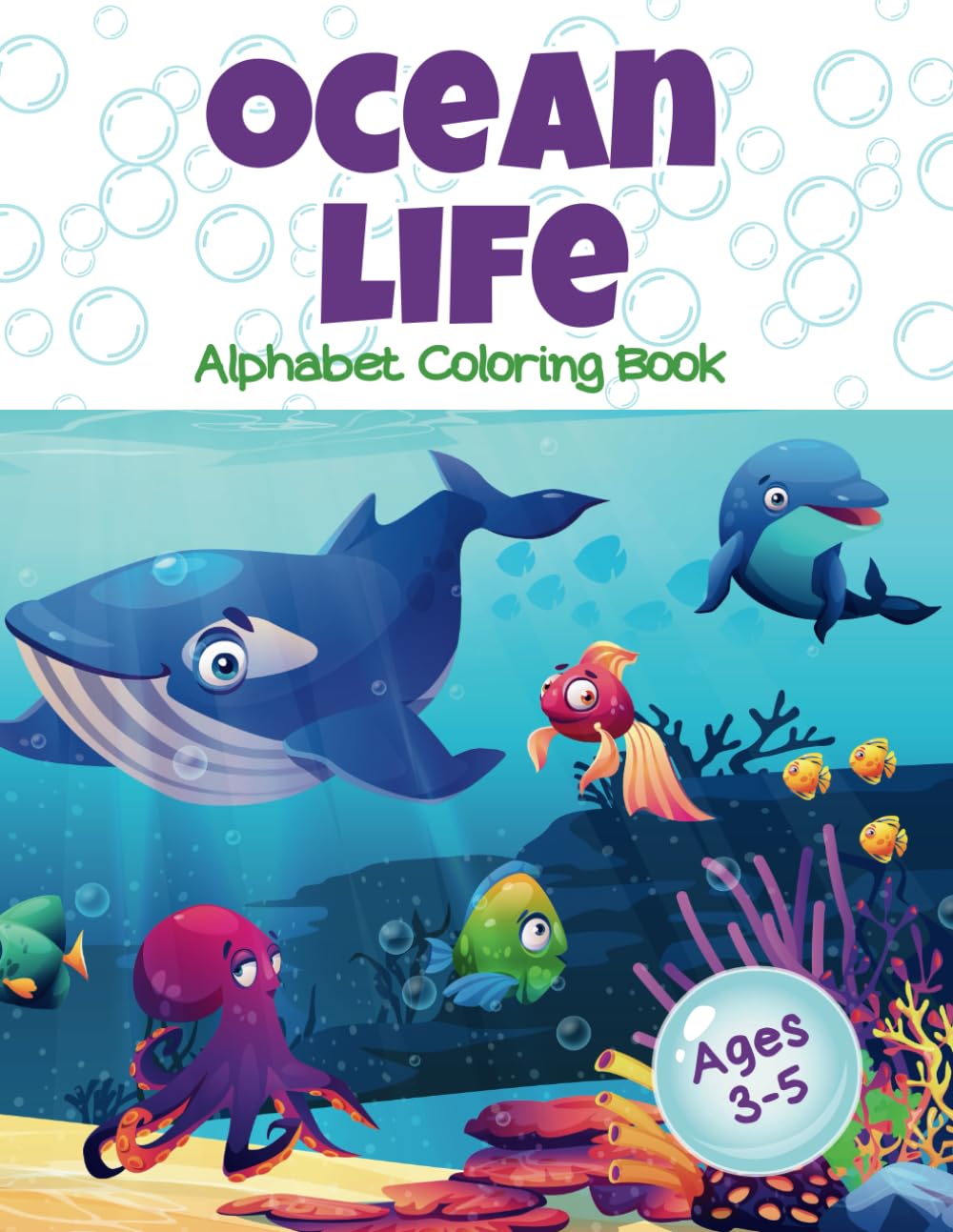 Ocean Life Alphabet Coloring Book: For Kids Ages 3-5 | ABC Jumbo ...