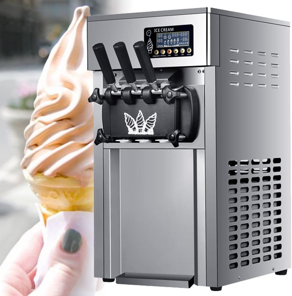 18L/H Commercial 3 Flavors Ice Cream Machine, 1200W Slushy Ice Cream ...