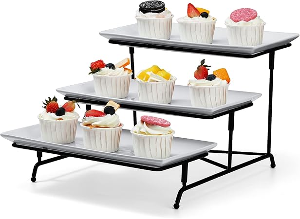 Amazon.com | Yedio 3 Tier Serving Tray Set 12 Inch Porcelain Tiered ...