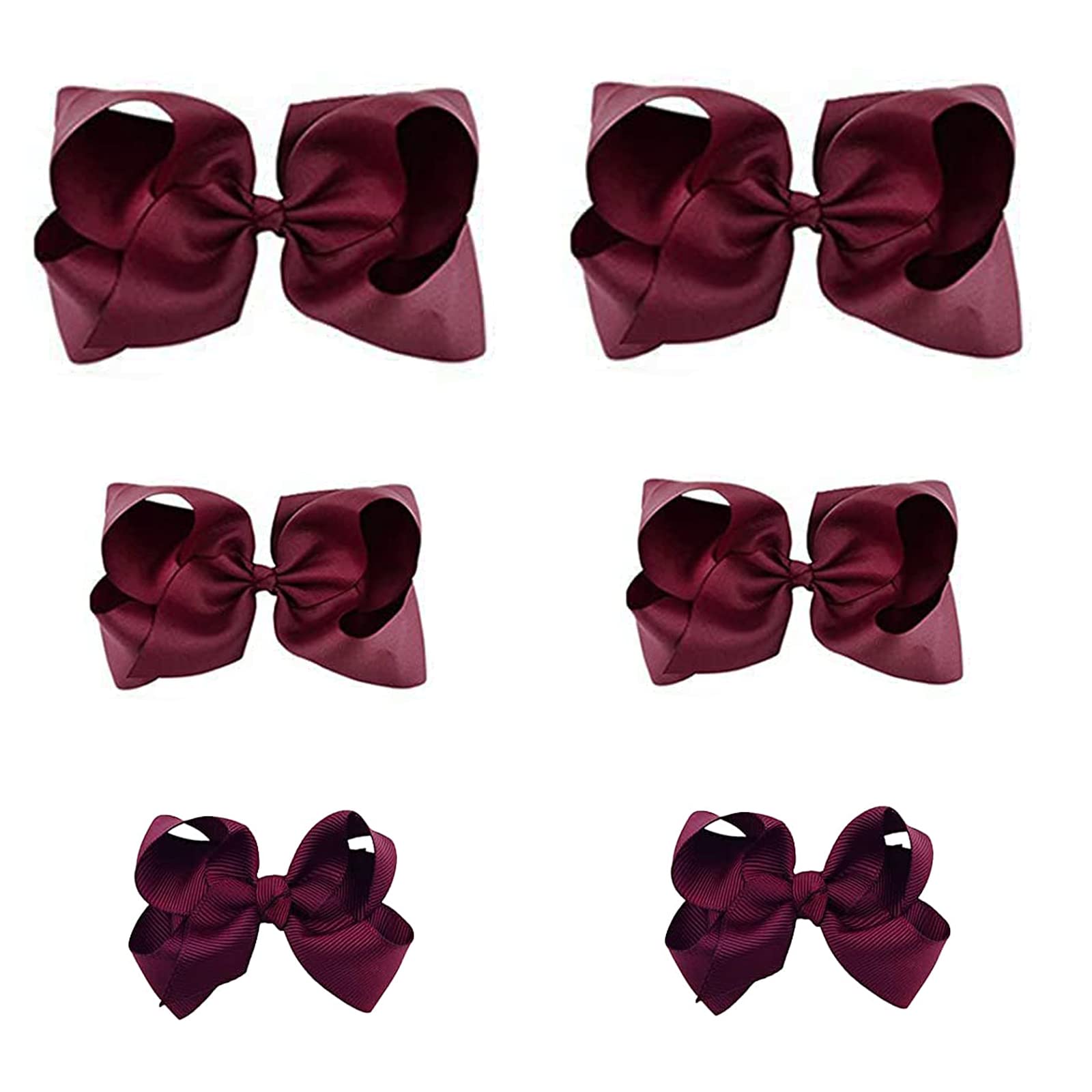 Amazon.com: Maroon Bows for Girls,6PCS Hand-made Grosgrain Ribbon Hair ...