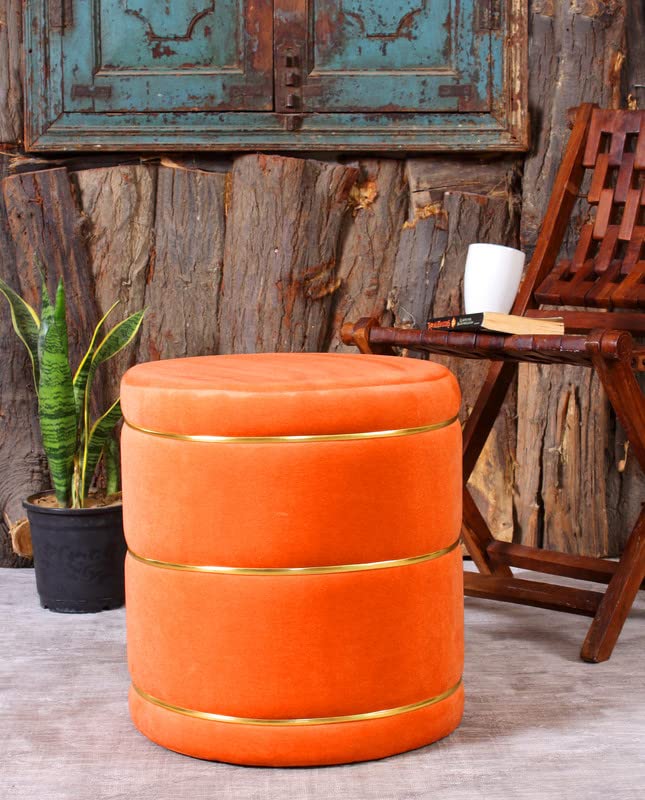 ShadowKart Pouffes Sitting Stool for Living Room, Wooden Mudda Ottoman ...
