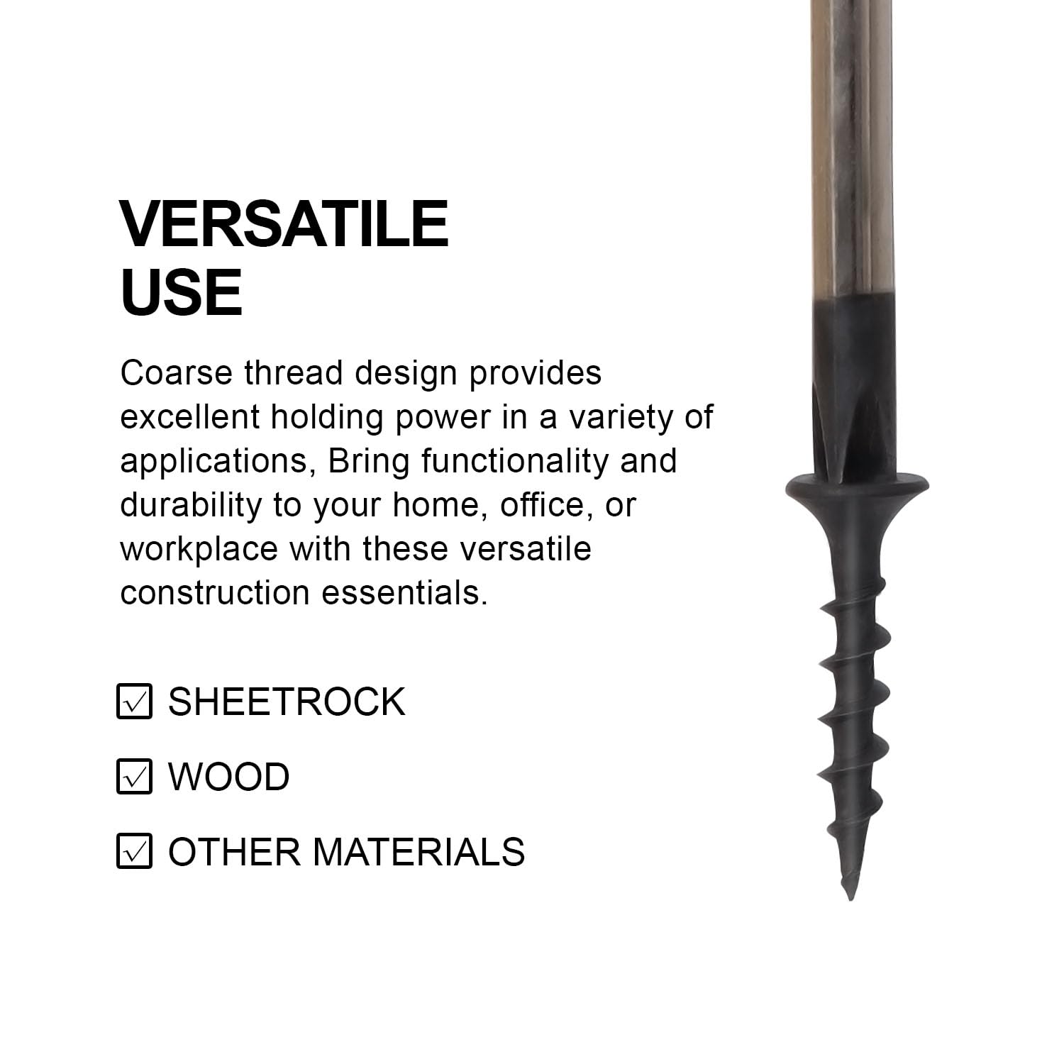 Snapklik.com : #8 X 2 Drywall Screws Coarse Thread Black Phosphate ...