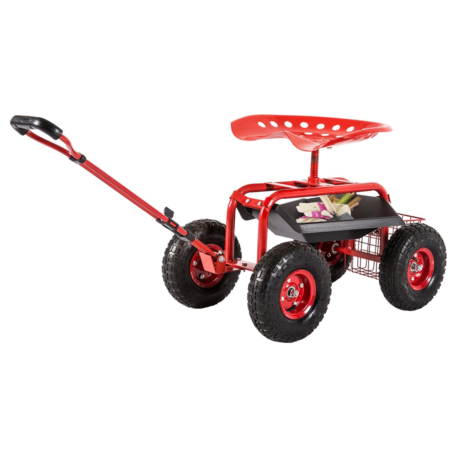Amazon.com: KINTNESS Garden Cart Seat Rolling Scooter Wagon with ...