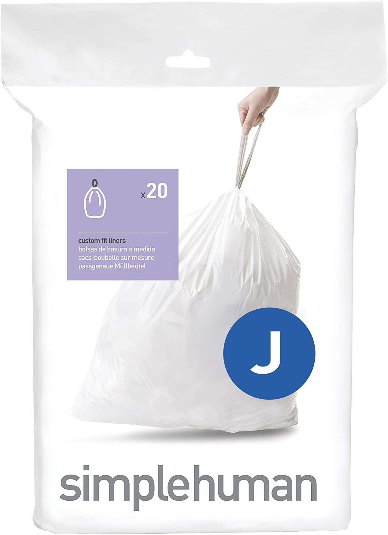 Amazon.com: simplehuman Code J Custom Fit Drawstring Trash Bags in Dispenser Packs, 20 Count, 30 ...