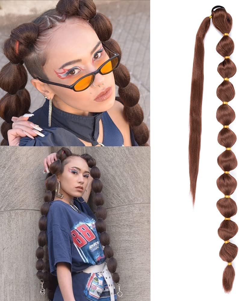 Amazon.com : Bubble Braid Ponytail Extension for Black Women Brown ...