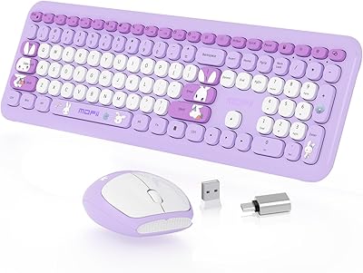 Amazon.com: PEIOUS Wireless Keyboard and Mouse Combo, Cute Purple ...