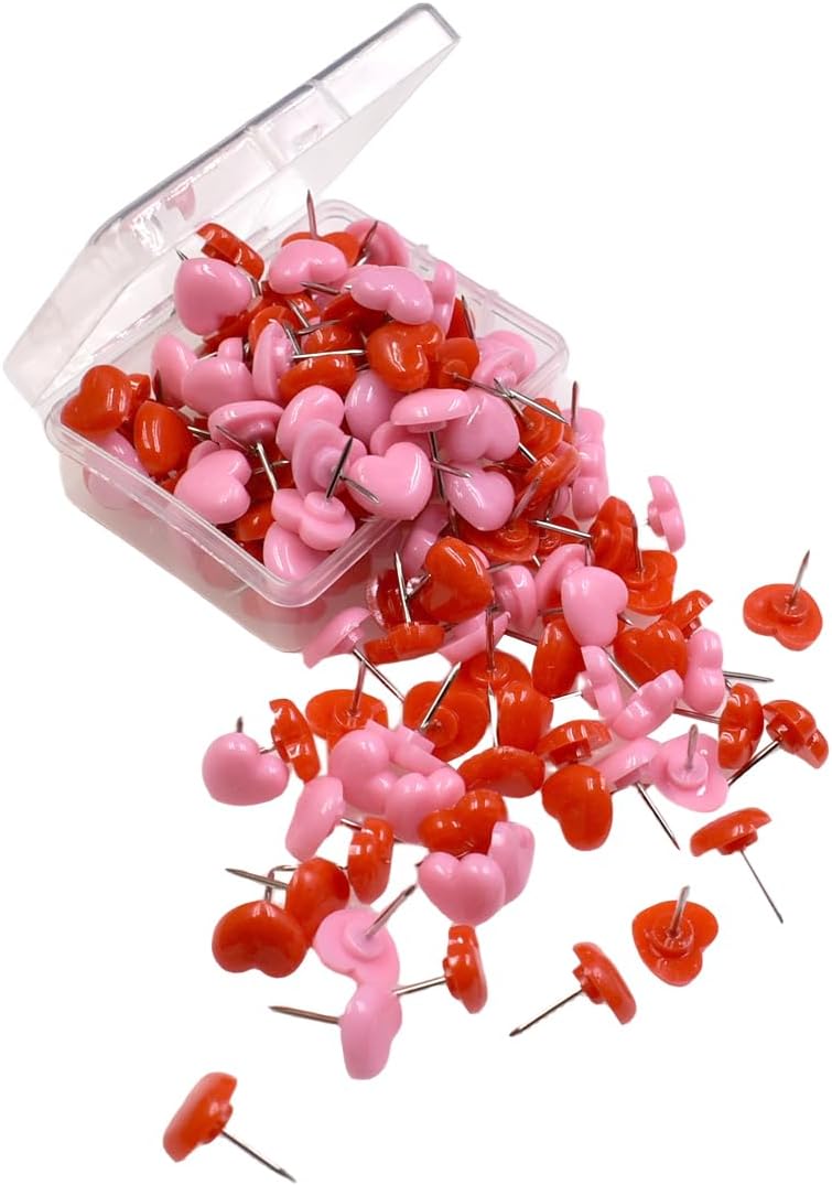 Amazon.com: Lind Kitchen 100pcs Heart Shape Push Pins for Home School ...