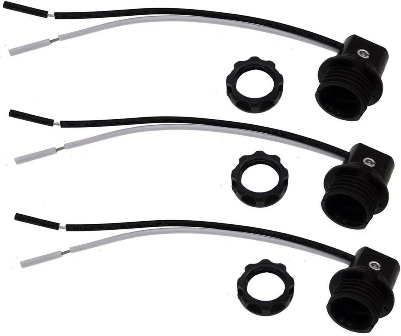 E12 candelabra socket,TWDRTDD Black 3-Pack Candelabra Base Lamp Holder ...