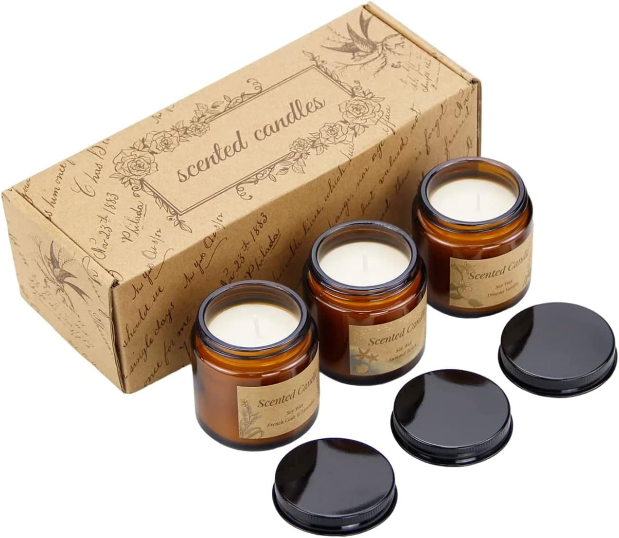Bluelander Set de 3 Velas Aromaticas Decorativas de 3.5 Oz, Velas ...