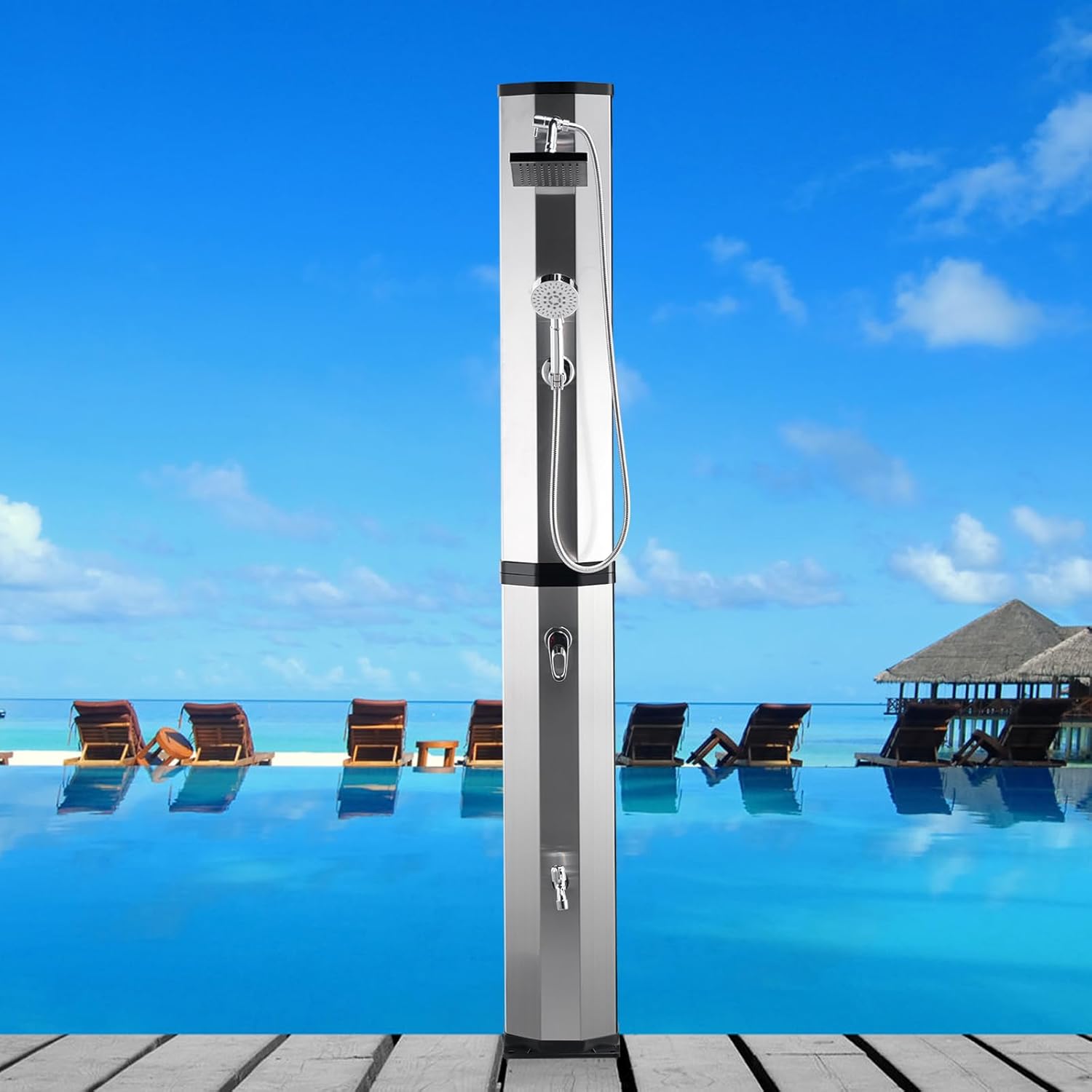 Amazon.com: AMGYM Solar Outdoor Shower Brushed Stainless Steel Outdoor ...
