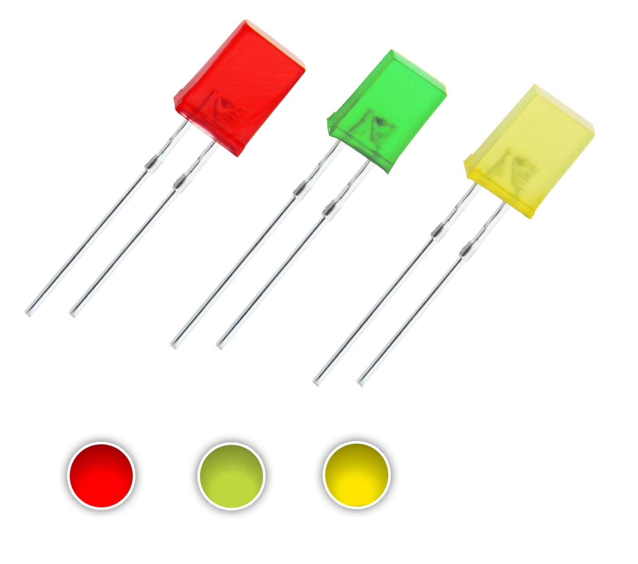 INVENTO 300pcs (100pcs Each Color) 2x5x7mm Rectangle LED Red + Green ...