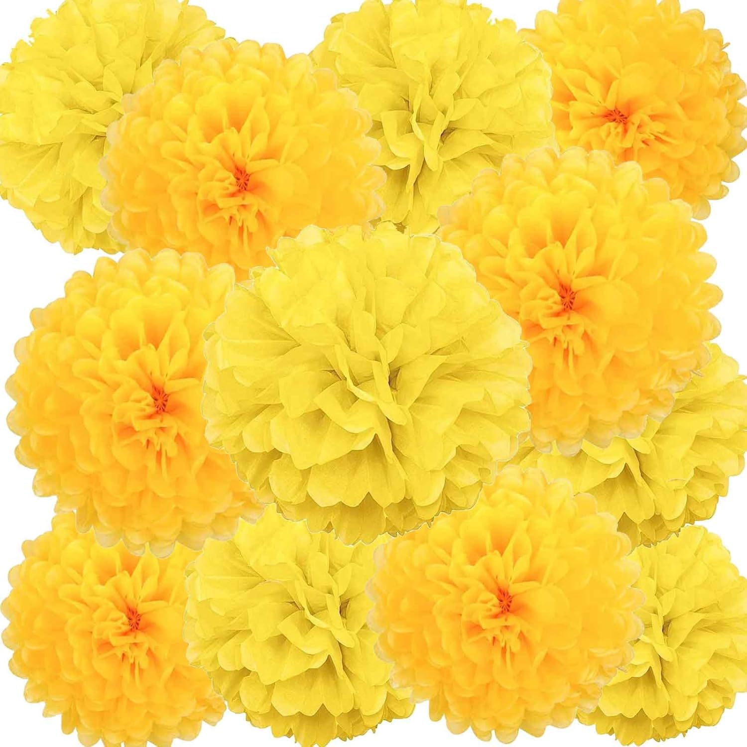 Amazon.com: We Moment Yellow Paper Pom Poms Decorations for Wedding ...