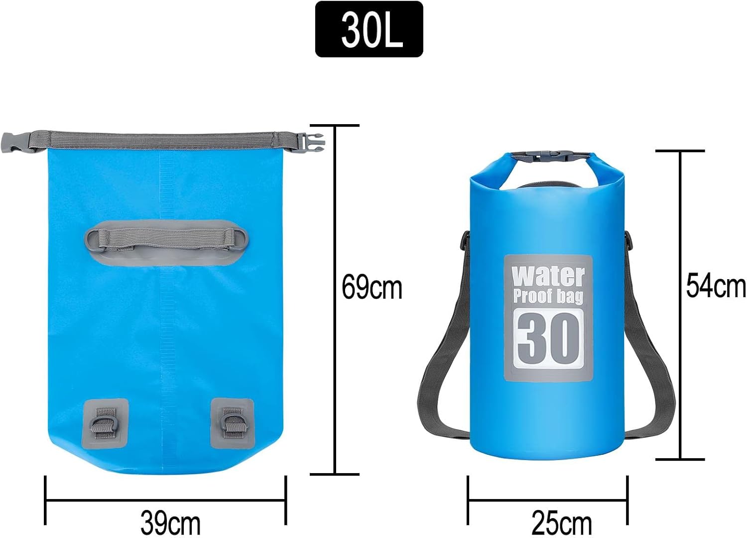 32nd Waterproof PVC Dry Bag Sack Roll Top Rucksack with Adjustable ...