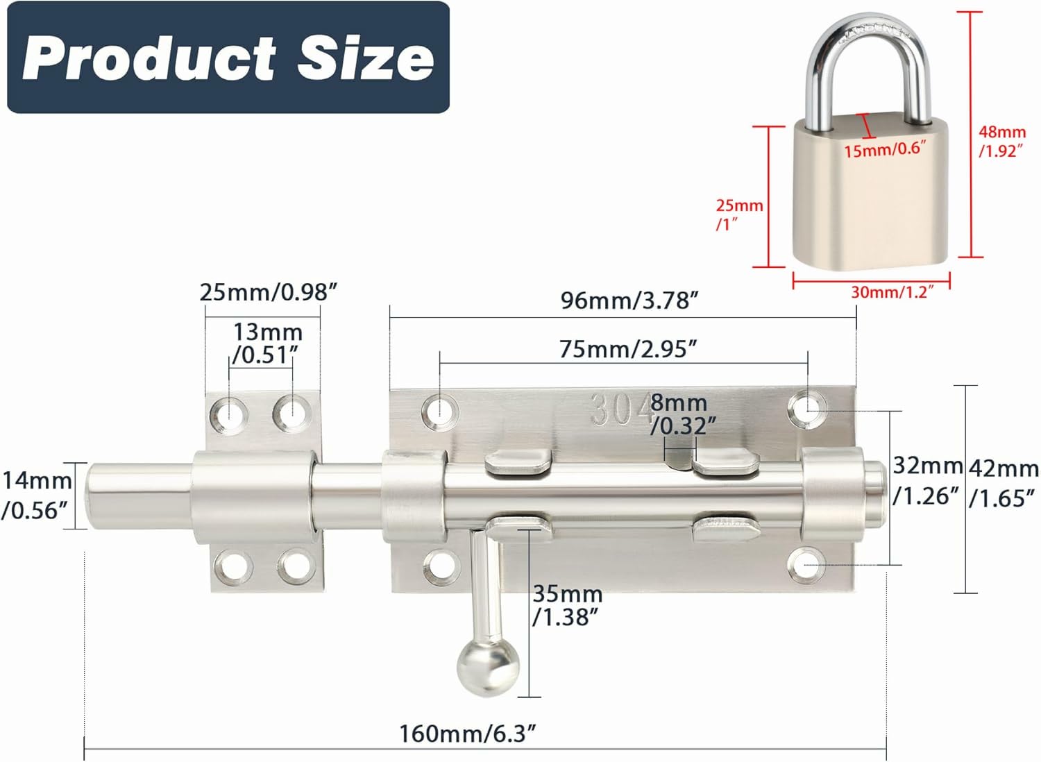 Snapklik.com : Alise 6 Inch Gate Latch Slide Bolt Set