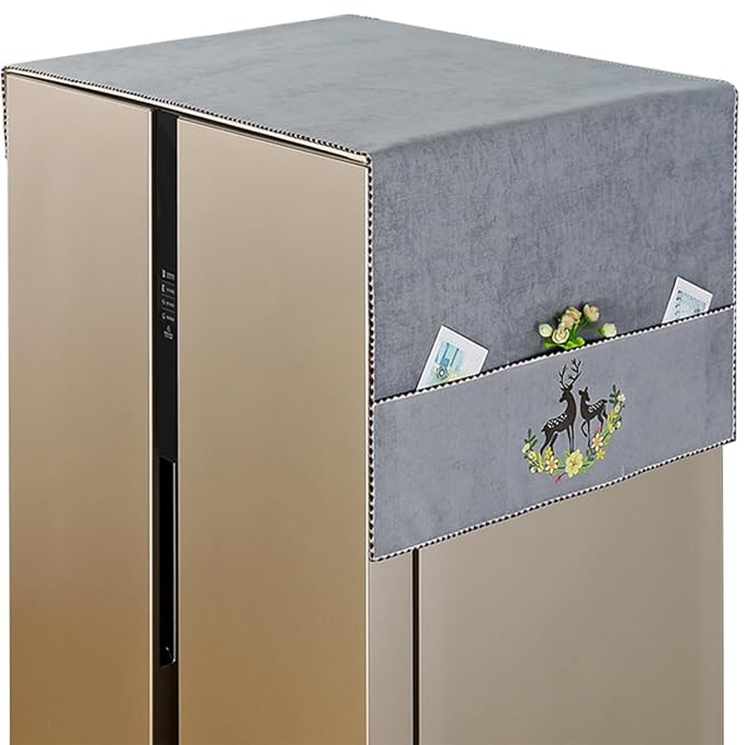 HASTHIP® 1 Pack Fridge Dust Proof Cover for Top Double Door, Chenille ...