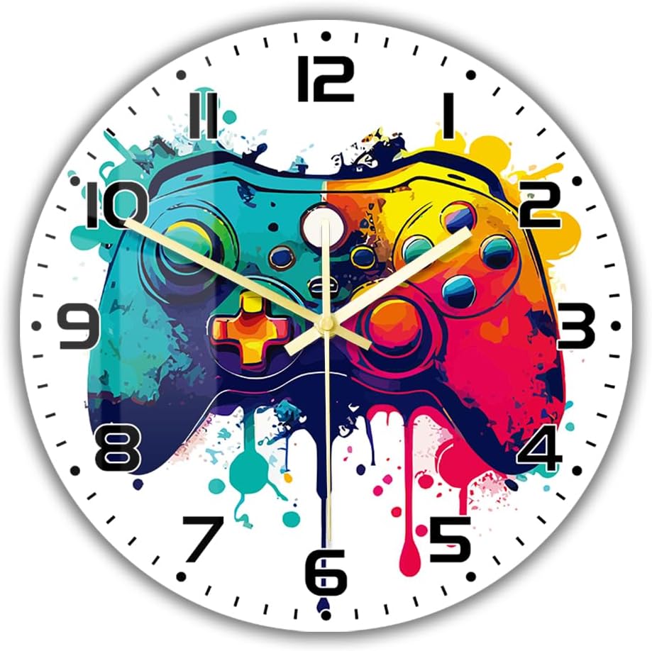 Amazon.com: Timethink 12 Inch Video Game Wall Clock, Silent Non Ticking ...