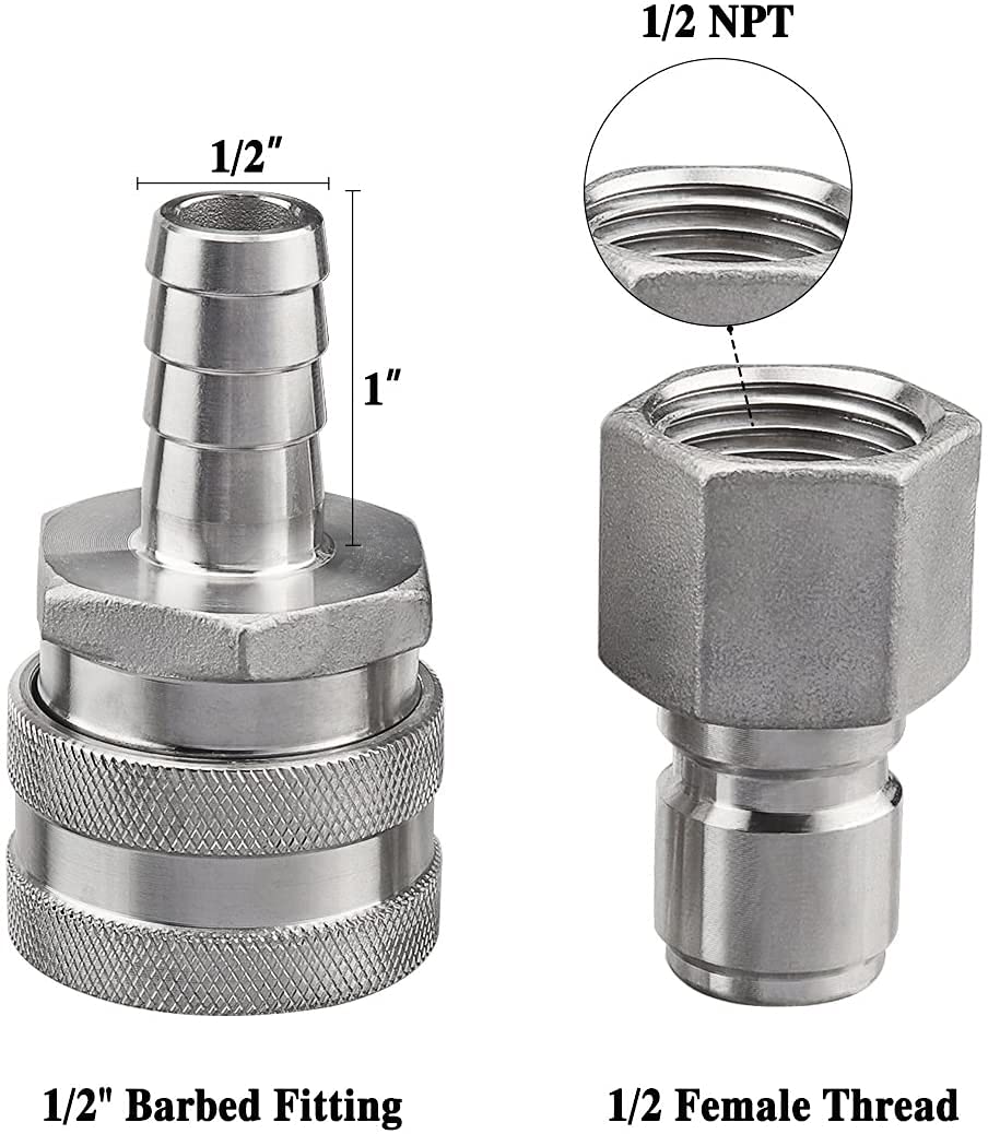 Snapklik.com : FERRODAY Stainless Steel Quick Disconnect Set 1/2 NPT ...