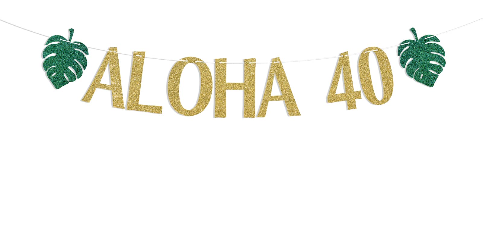 Buy Aloha 40 Banner Gold Glitter, Hawaiian Luau Tropical 40th Birthday ...
