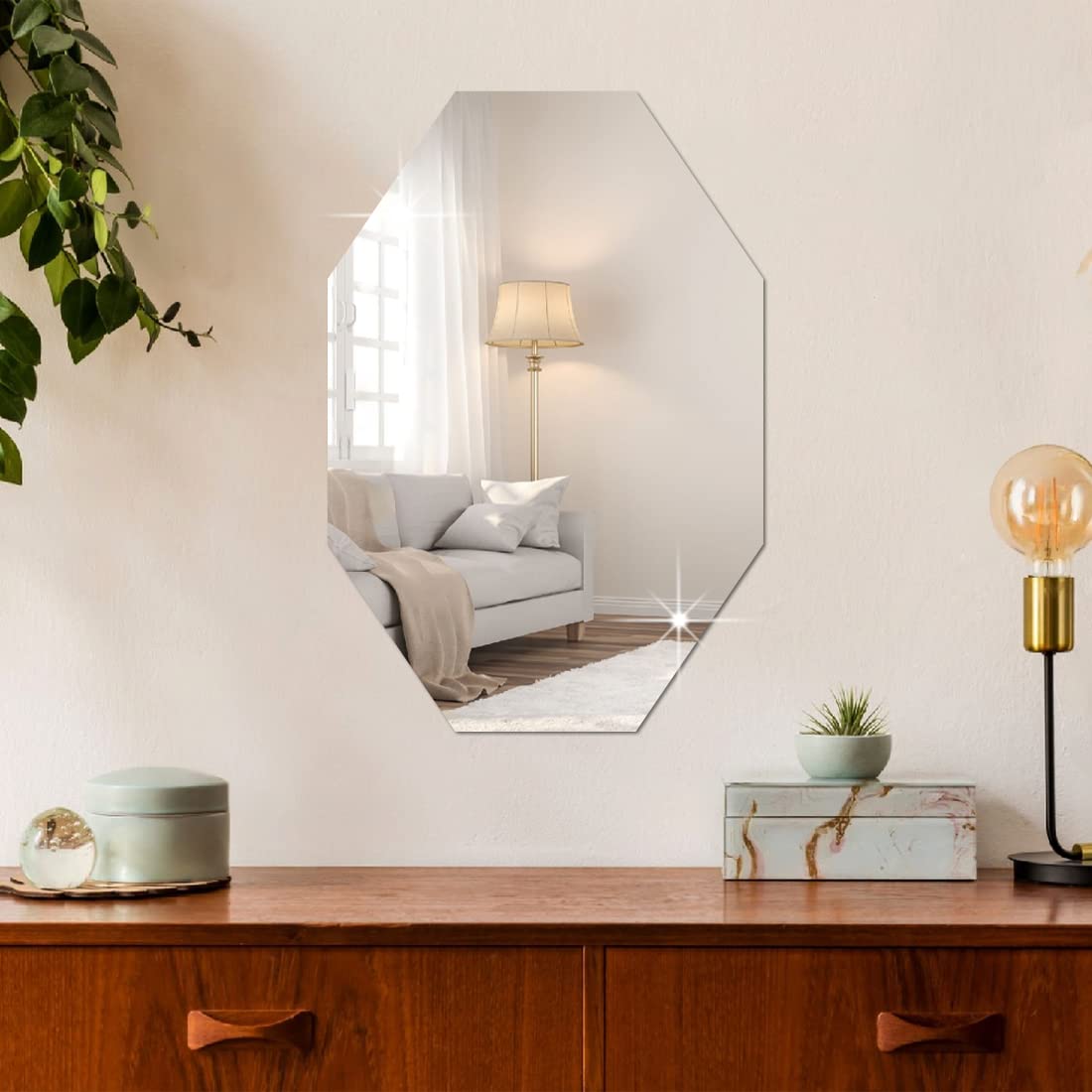 Buy WallDaddy - Self Adhesive Octagon Mirror for Wall Full Size Mirror ...