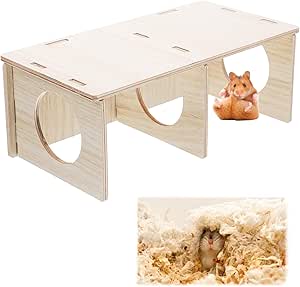 Hamster Hide, 3 Chamber Hamster Platform, Rat House Toys, Wooden Small ...