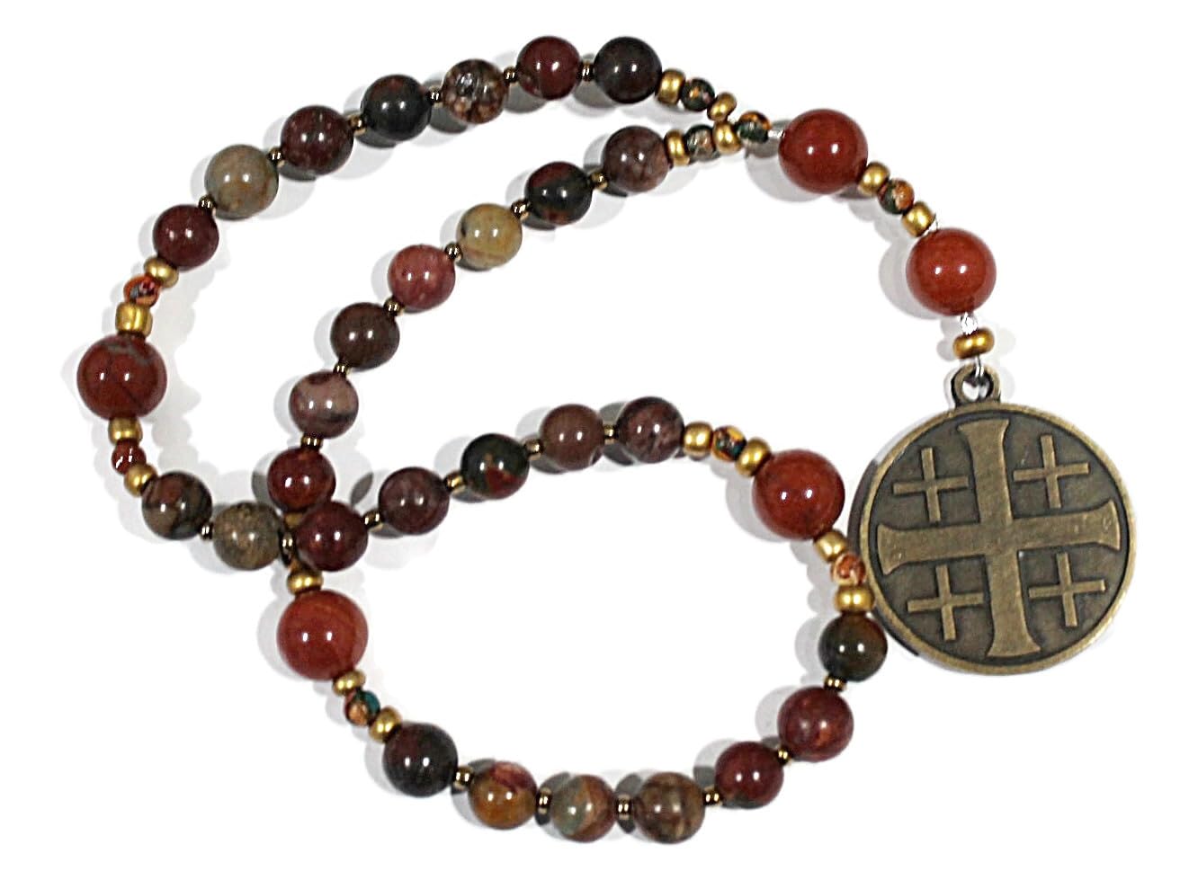 Amazon.com: Anglican Rosary of PIcasso Jasper, Jerusalem Cross ...
