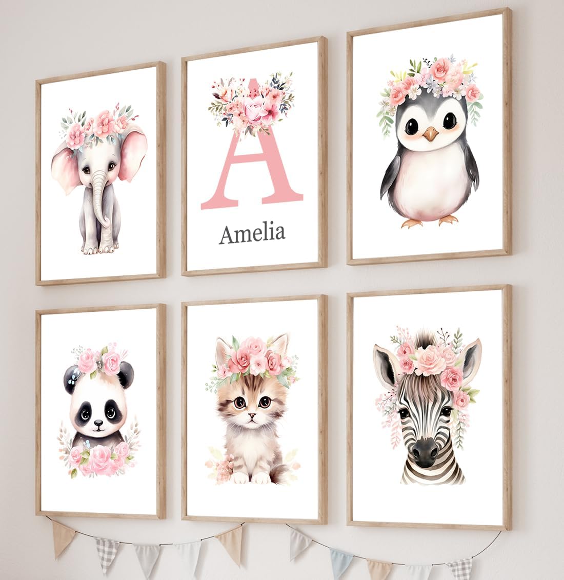 Amazon.com: PIX MEDIA Personalized Animals & Flower Wall Décor, Art ...