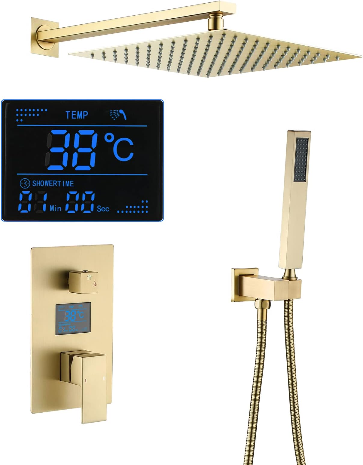 Shower Set Ensemble de Douche Noir Système de Douche LED Colonne de ...