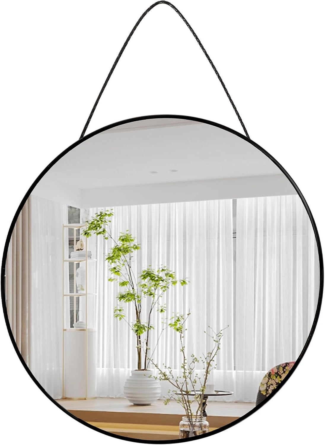 Amazon.com: AoduCamy 15.5IN Round Mirror, Rope Hanging Mirror ...