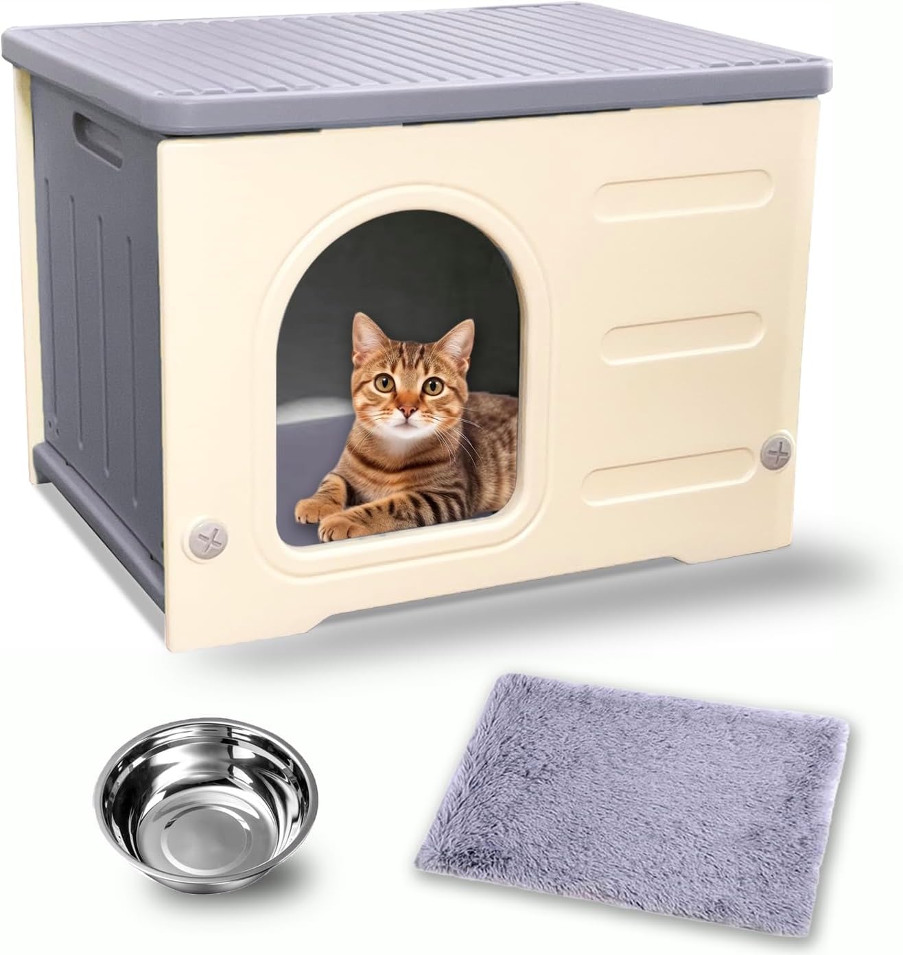 Amazon.com : Plastic Cat House for Outdoor Indoor Use, Stackable Feral ...