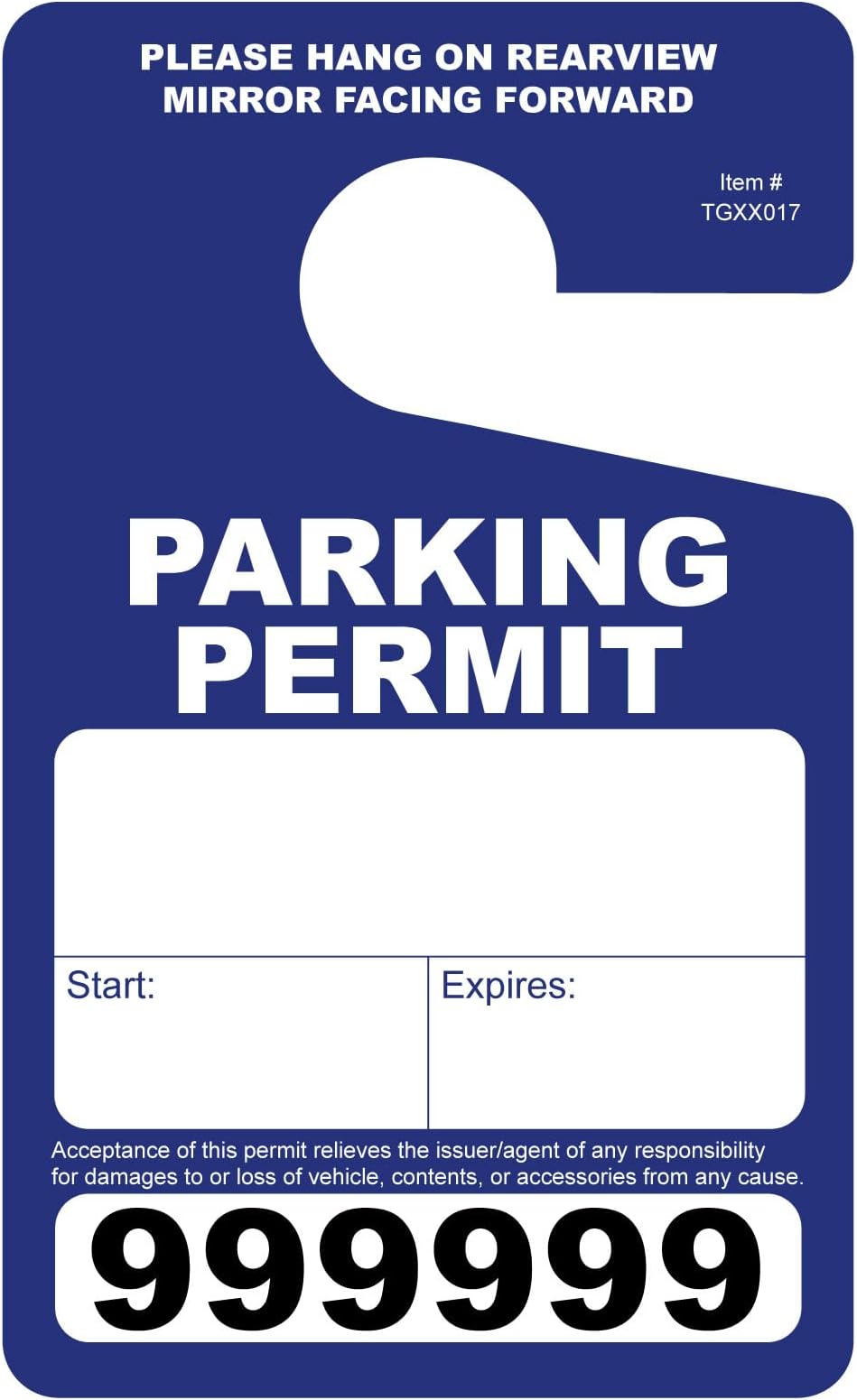 Amazon.com : 100 Pack Blue Parking Permit Hang Tags for Rear View ...