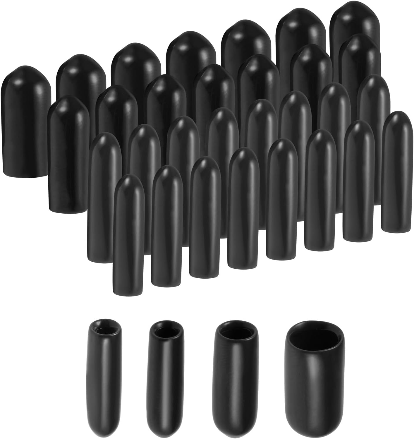 uxcell 100pcs Rubber End Caps 4mm ID Vinyl Round Tube Bolt Cap Cover ...