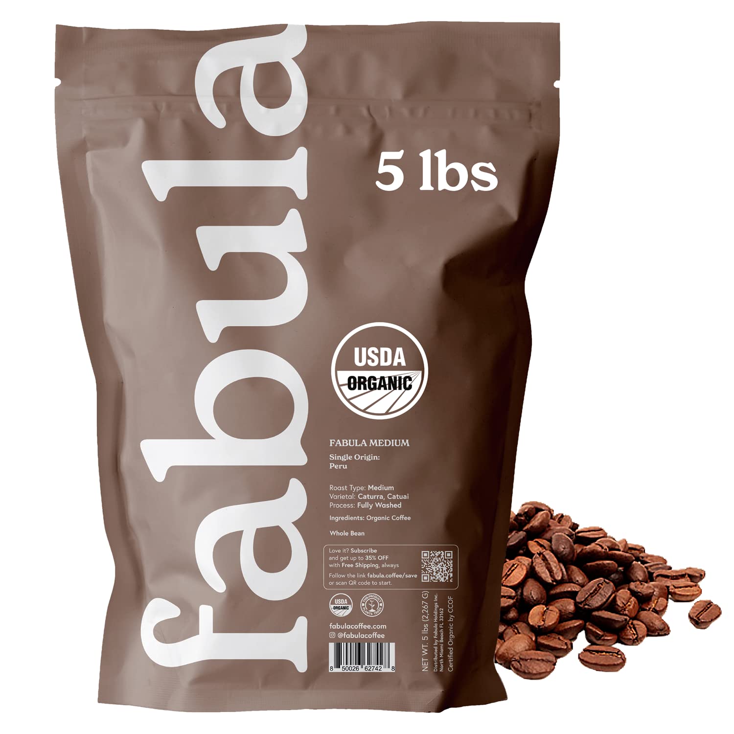 Amazon.com : Fabula Coffee Medium Roast Whole Beans - Organic - Low ...
