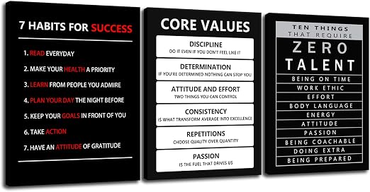 Amazon.com: Inspirational Canvas Wall Art 3 Pieces Core Values Poster ...