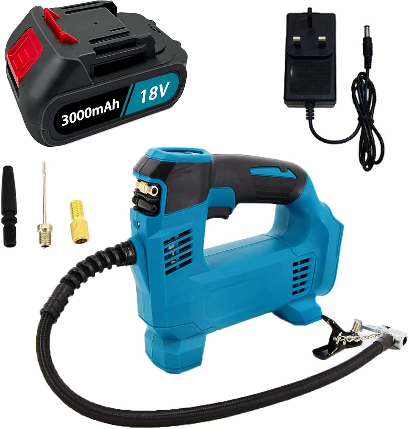 Cordless Electric Air Compressor with 3000mAh Battery and Quick Charger ...