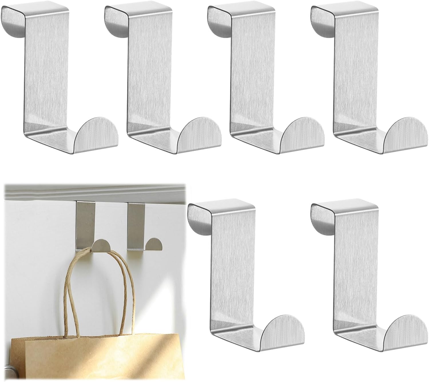 ruyet 6Pcs Stainless Steel Over Door Hangers, Z-Shaped Reversible Hooks ...